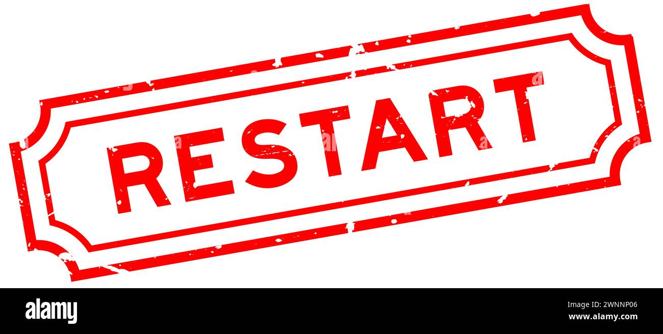 Grunge red restart word rubber seal stamp on white background Stock ...