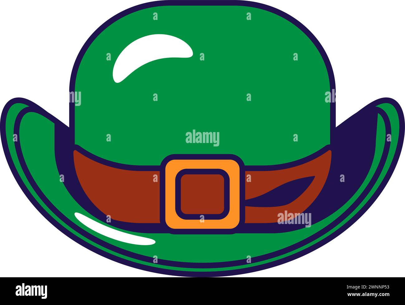 Green bowler hat with leather strap, headdress of Irish fairy tale ...