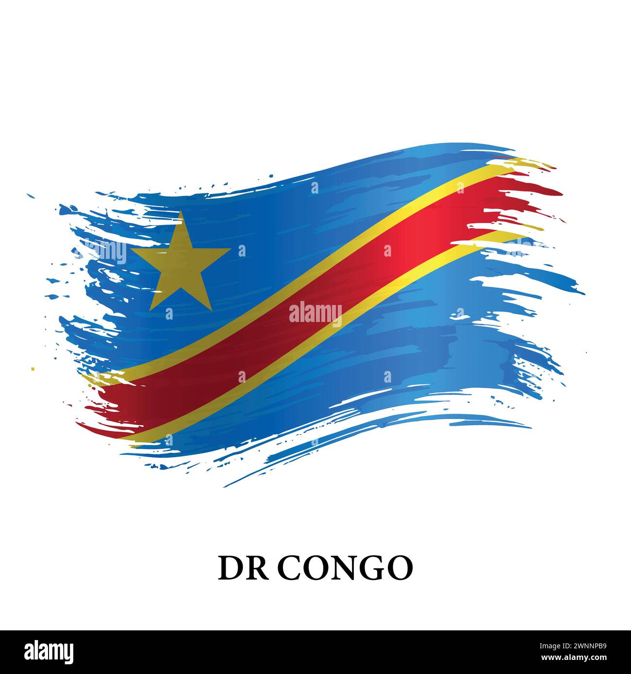 Grunge flag of DR Congo, brush stroke vector background Stock Vector ...