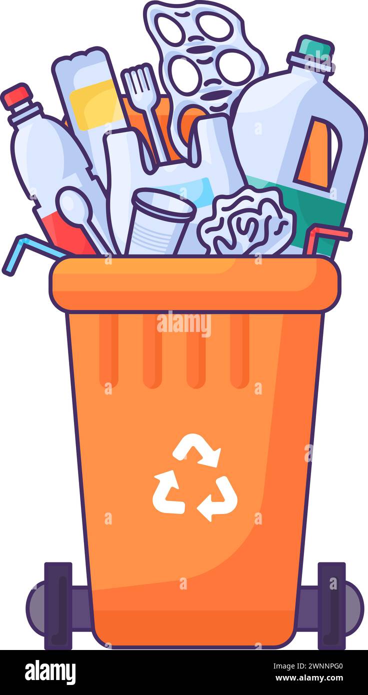 Overflowing waste rubbish bin Stock Vector Images - Alamy