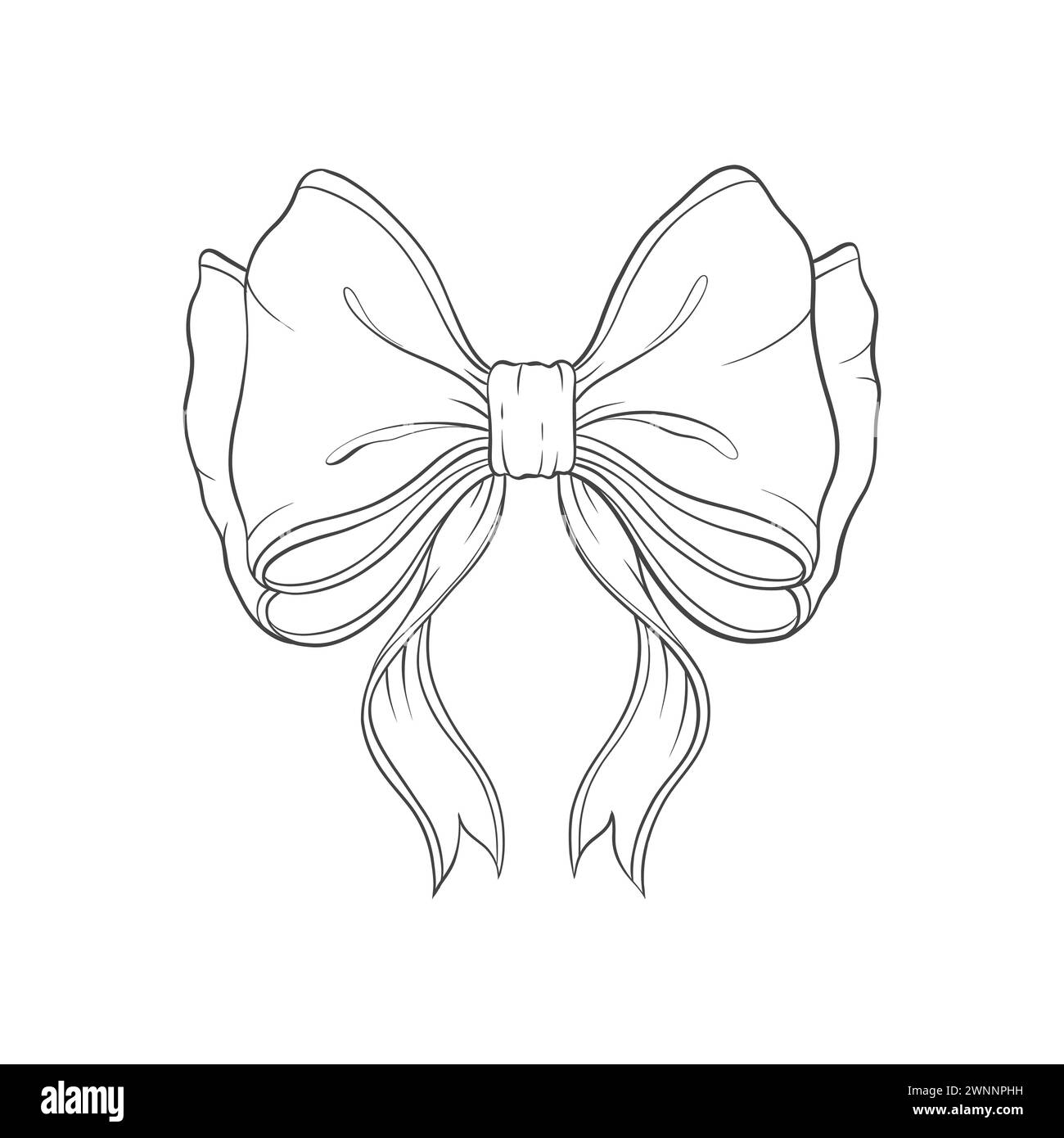 Vector hair bow. Drawn in a manual style sketch, bow in a linear style ...