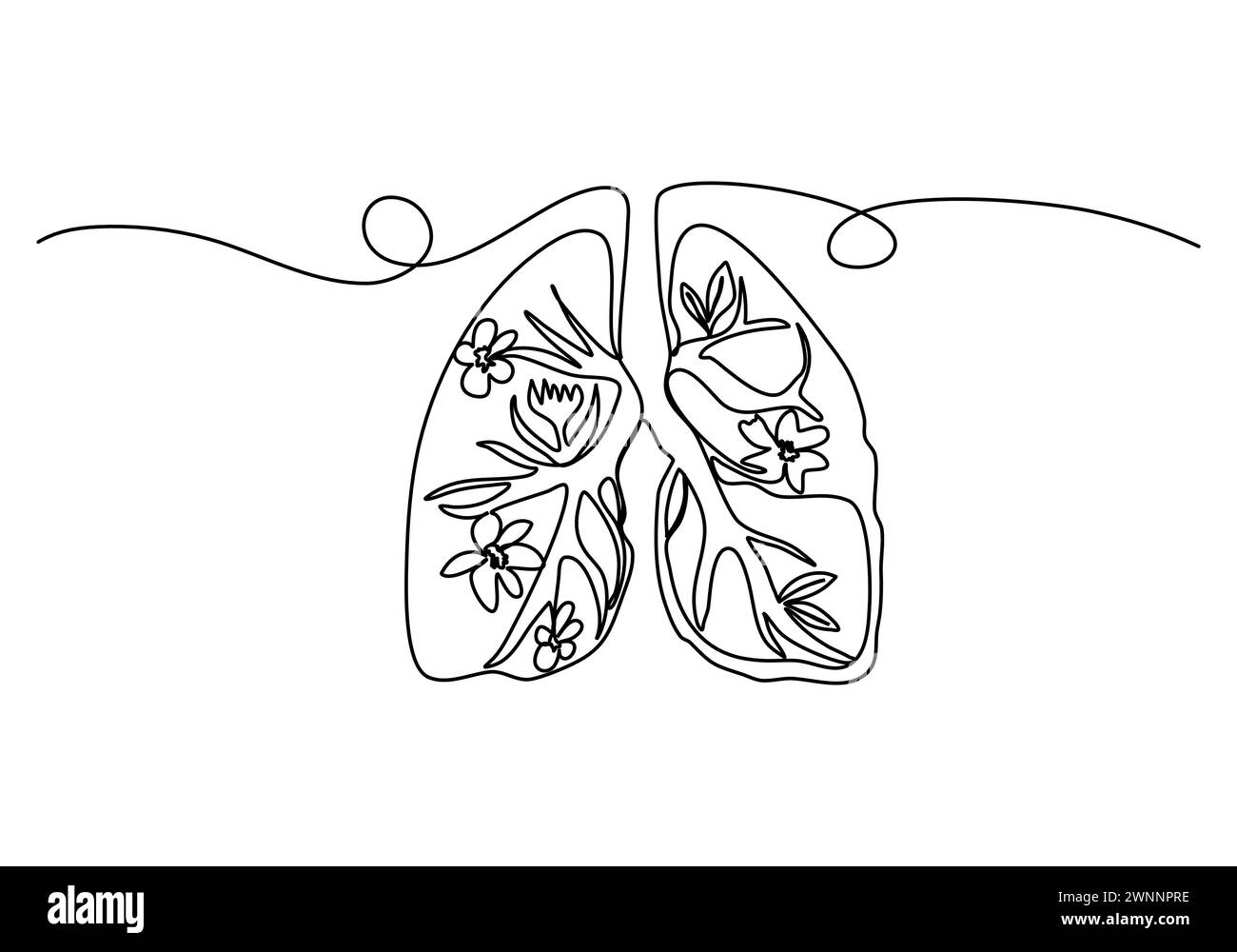 Continuous one line lung Stock Vector Images - Alamy