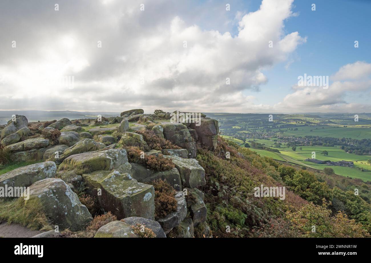 Rocky outcrop and landscape in Derbyshire, UK Stock Photo - Alamy
