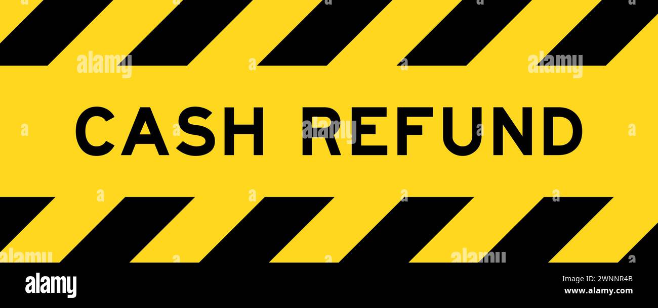 Yellow and black color with line striped label banner with word cash ...