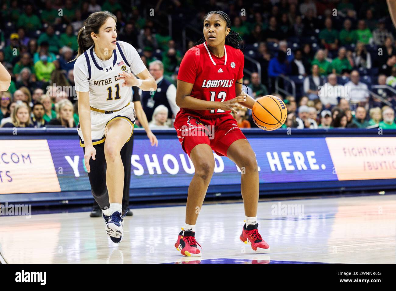 South Bend, Indiana, USA. 03rd Mar, 2024. Louisville guard Kiki ...