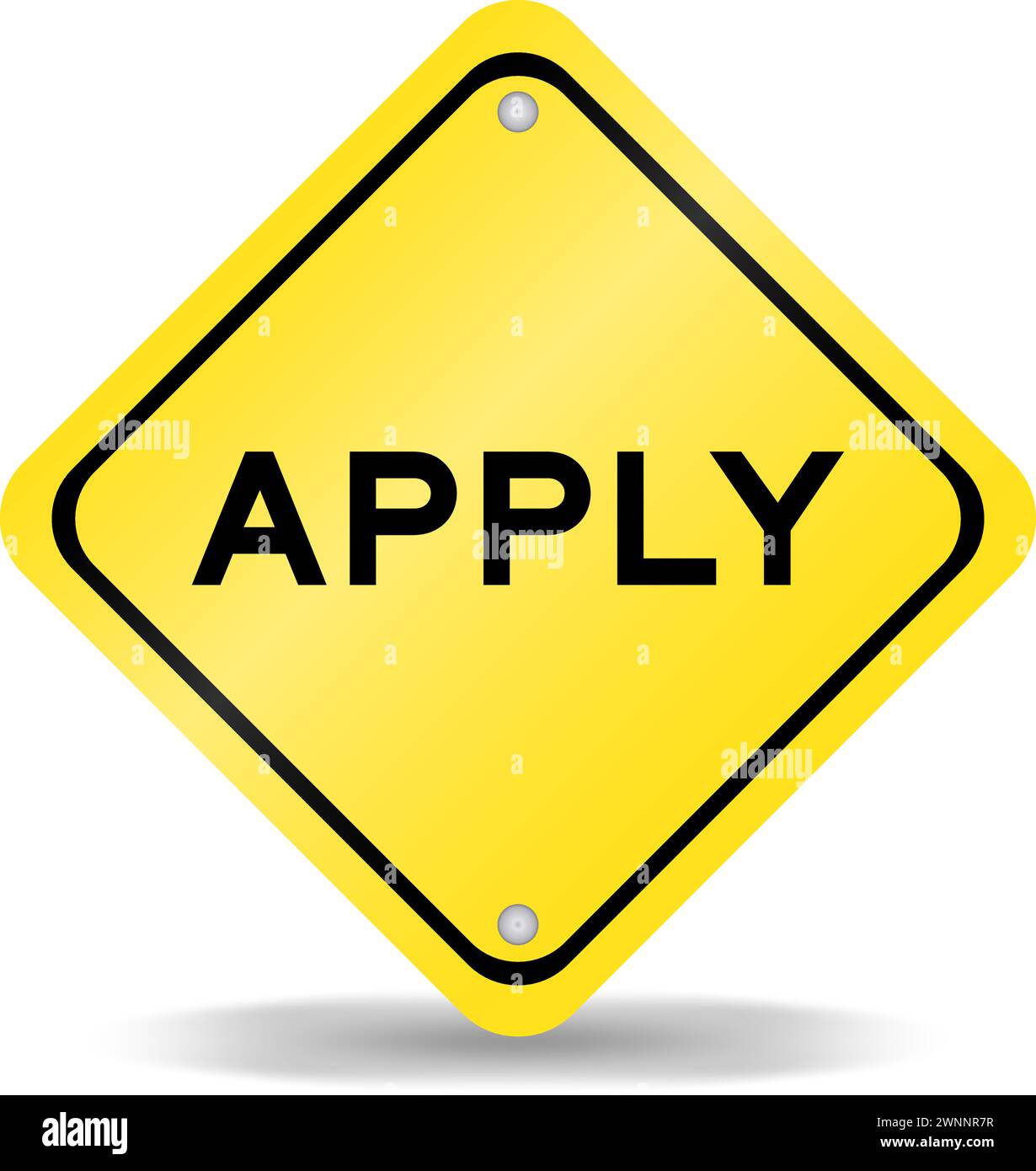 Yellow color transportation sign with word apply on white background ...