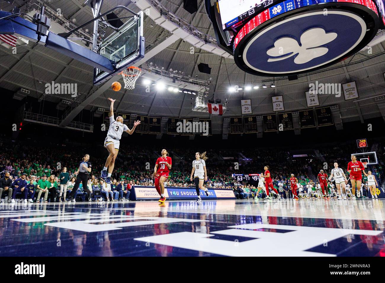 South Bend, Indiana, USA. 03rd Mar, 2024. A general wide angle view as Notre Dame guard Hannah ...