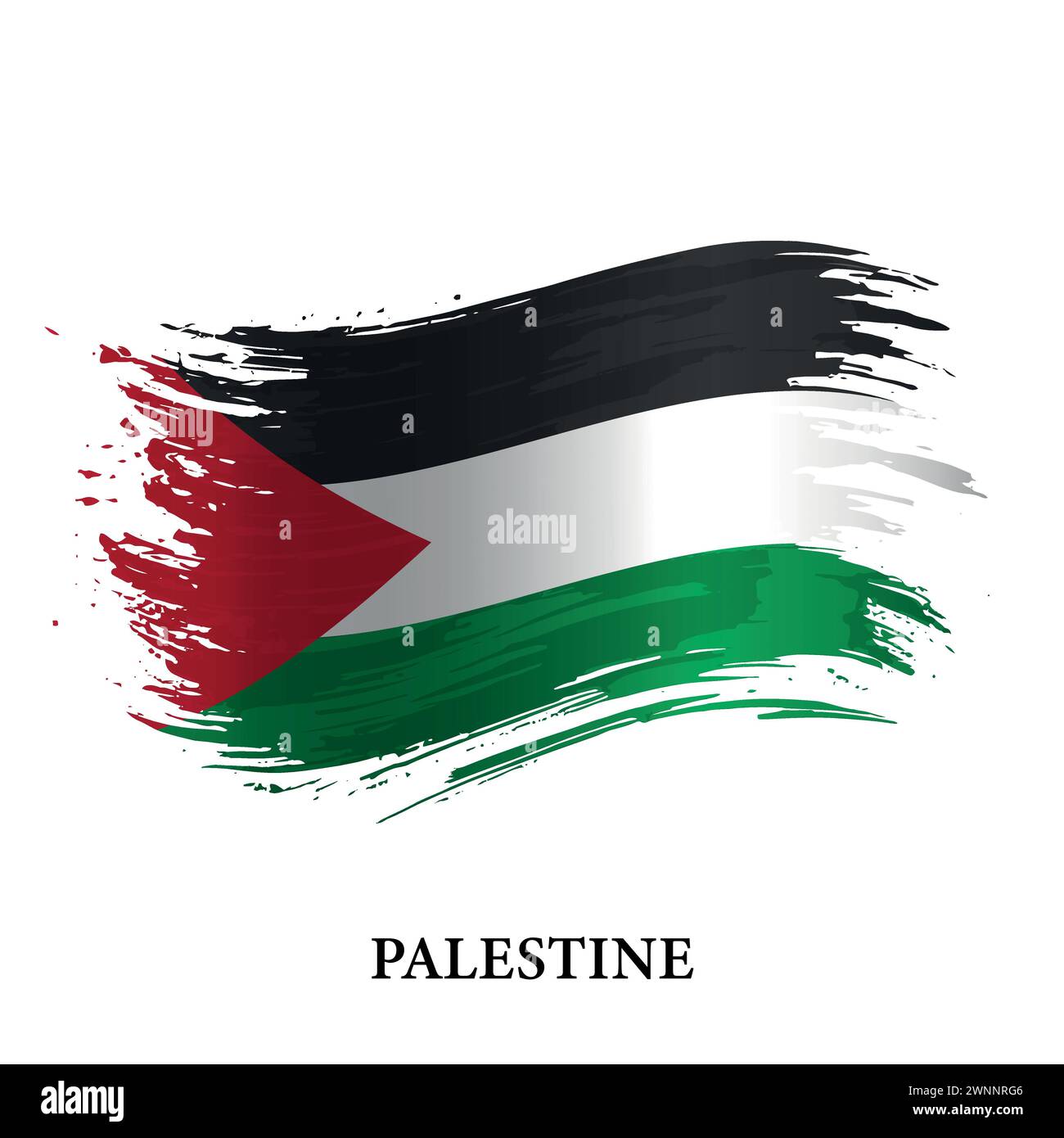 Grunge flag of Palestine, brush stroke vector background Stock Vector ...