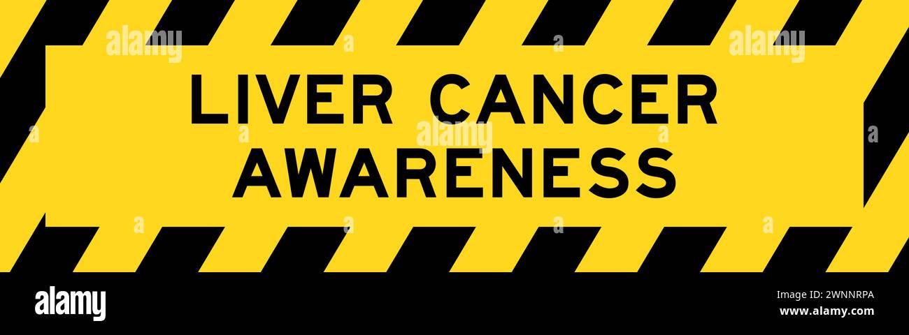 Yellow and black color with line striped label banner with word liver ...