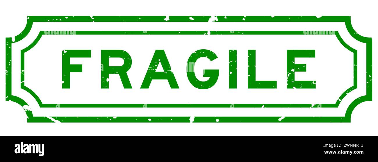 Grunge green fragile word rubber seal stamp on white background Stock ...