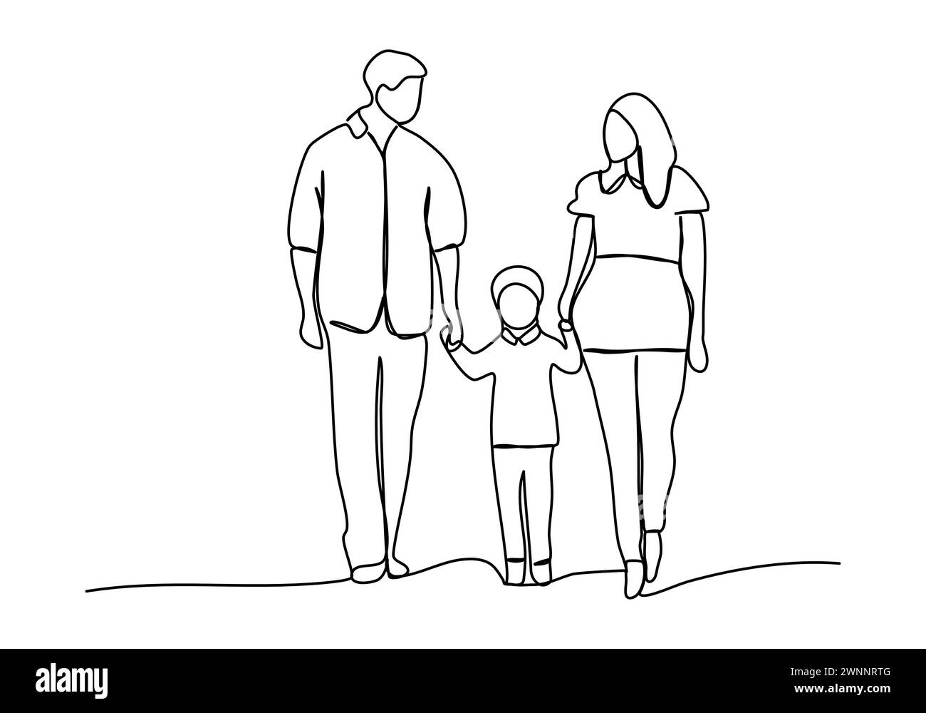 Family one line drawing vector illustration Stock Vector Image & Art ...