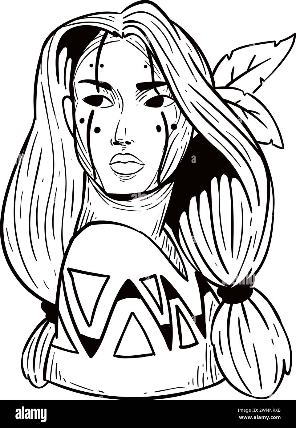 native american girl drawn Stock Vector Image & Art - Alamy