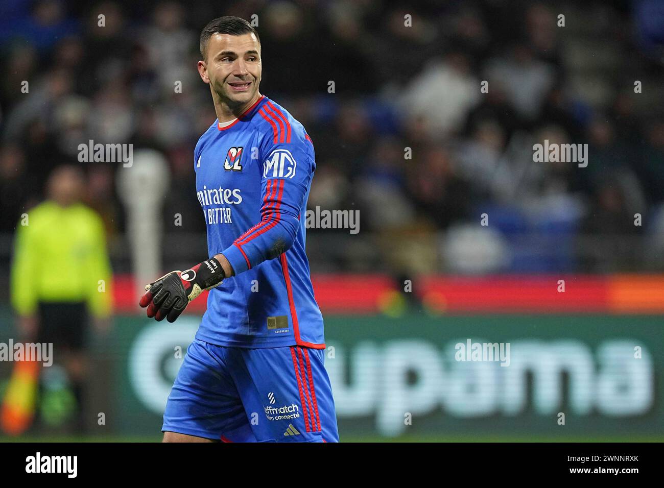 Lyon's goalkeeper Anthony Lopes looks on during the French League One ...