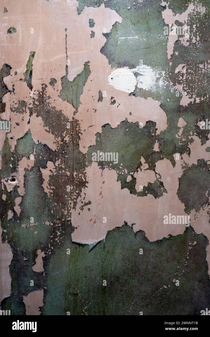 An Industrial Wall with Decaying Paint Work and Peeling Rust Stock ...
