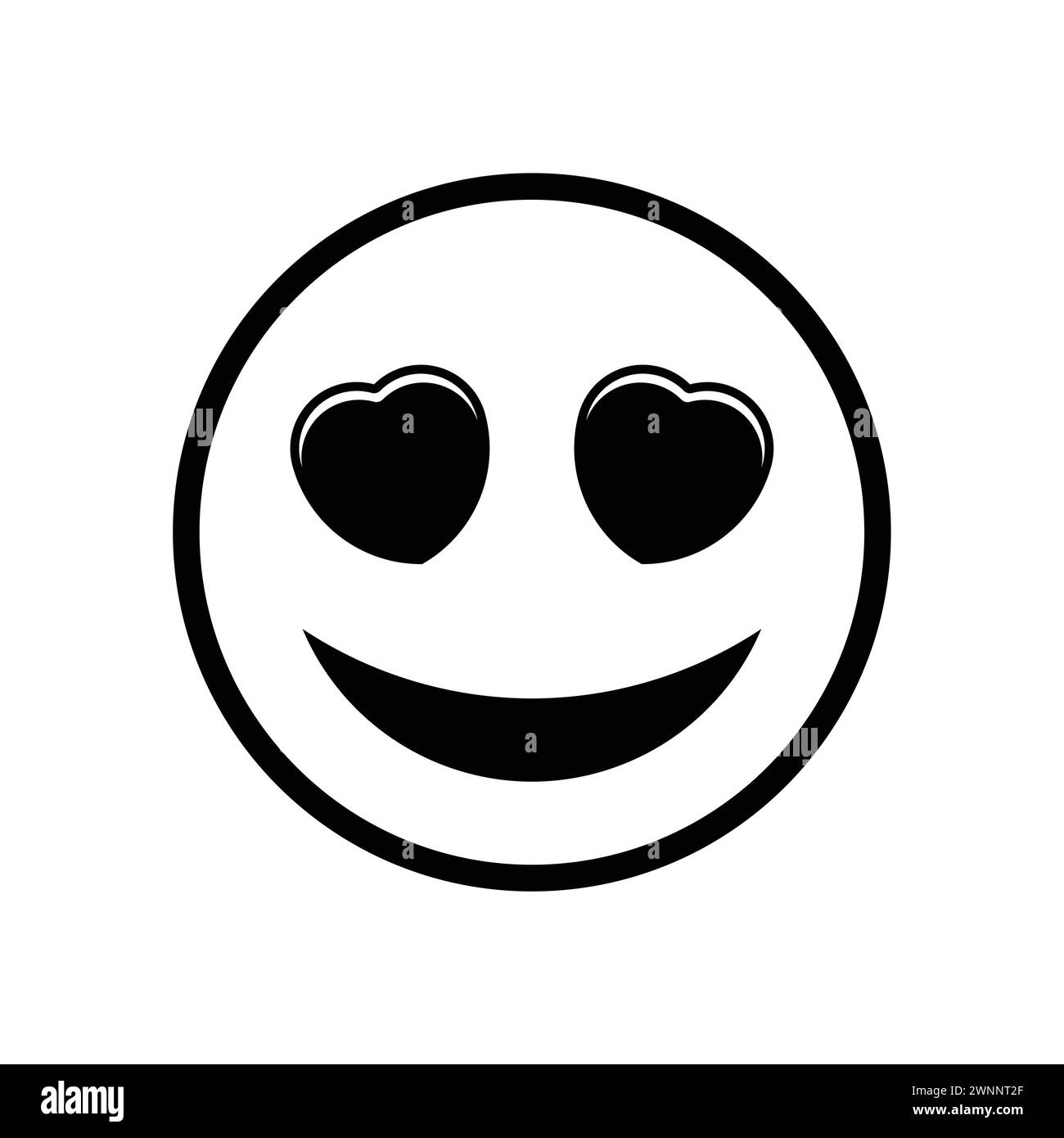 Outlined Heart Eyes Emoji In Black Stock Vector Image And Art Alamy
