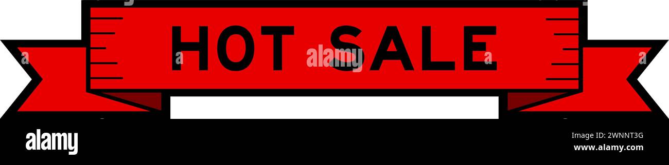 Ribbon label banner with word hot sale in red color on white background ...