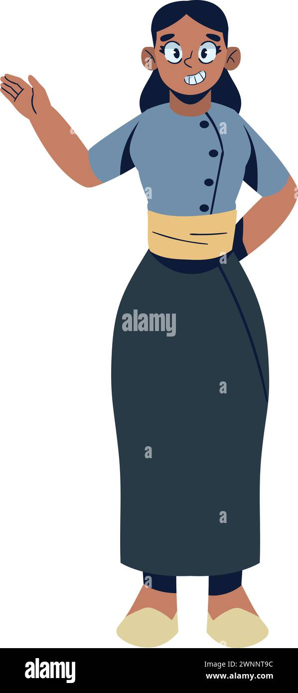 myanmar woman cartoon Stock Vector Image & Art - Alamy