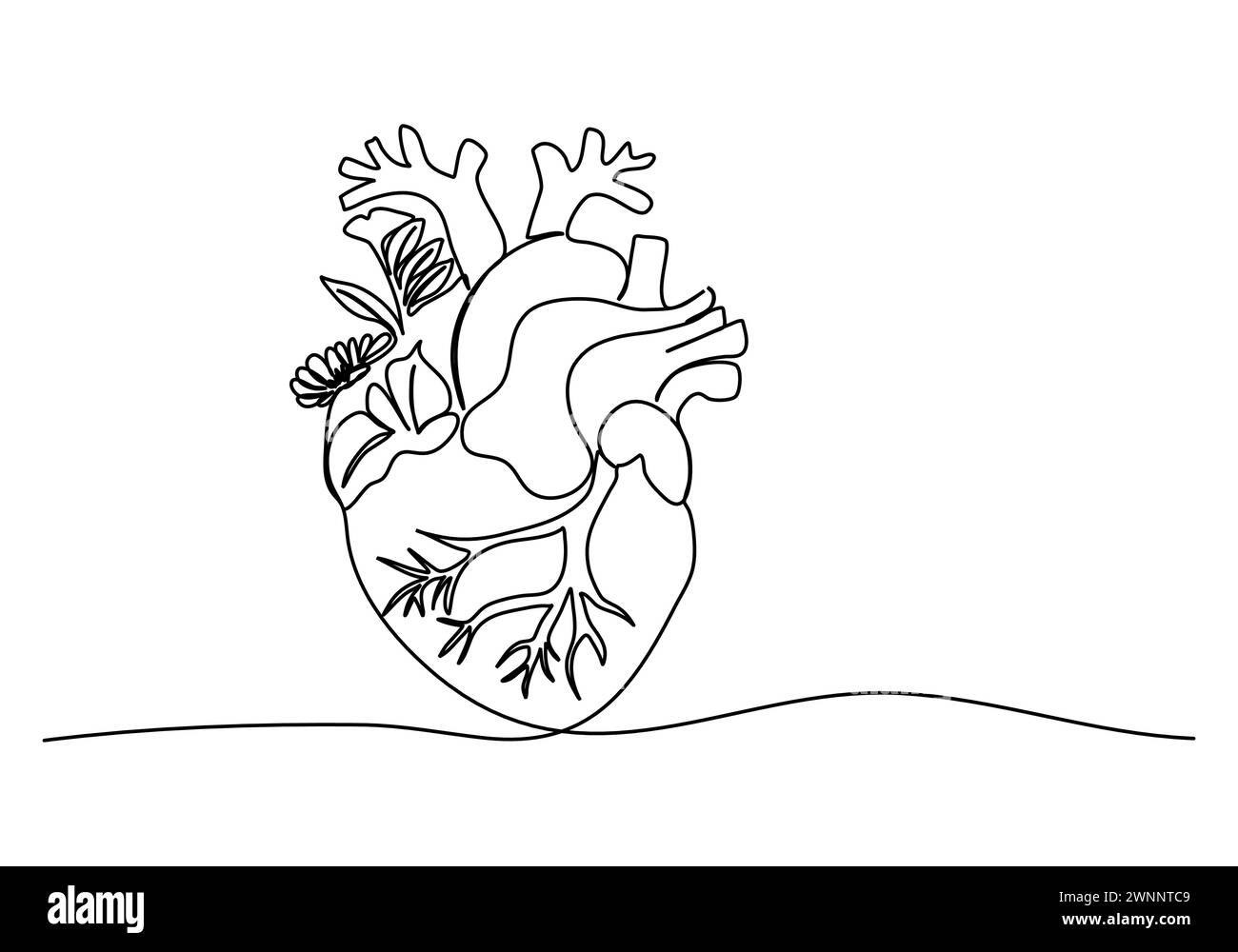 Heart One Line Drawing Vector Illustration Stock Vector Image And Art