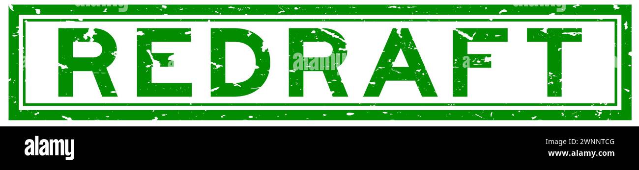 Grunge green redraft word square rubber seal stamp on white background ...