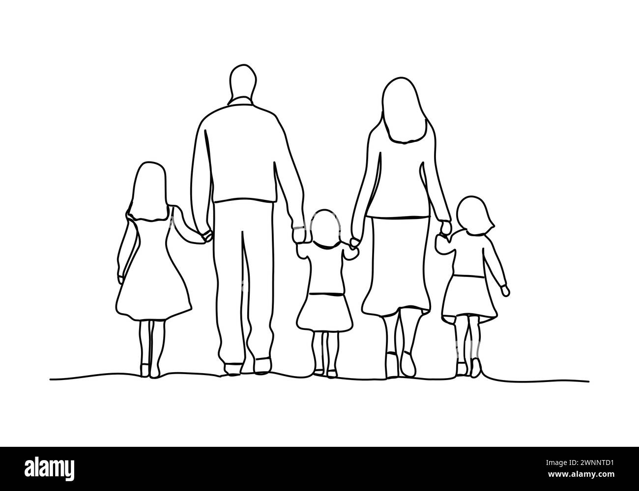 Family one line drawing vector illustration Stock Vector Image & Art ...