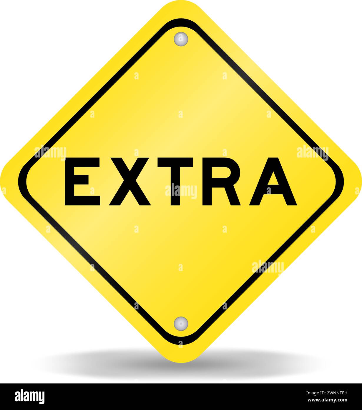 Yellow color transportation sign with word extra on white background ...