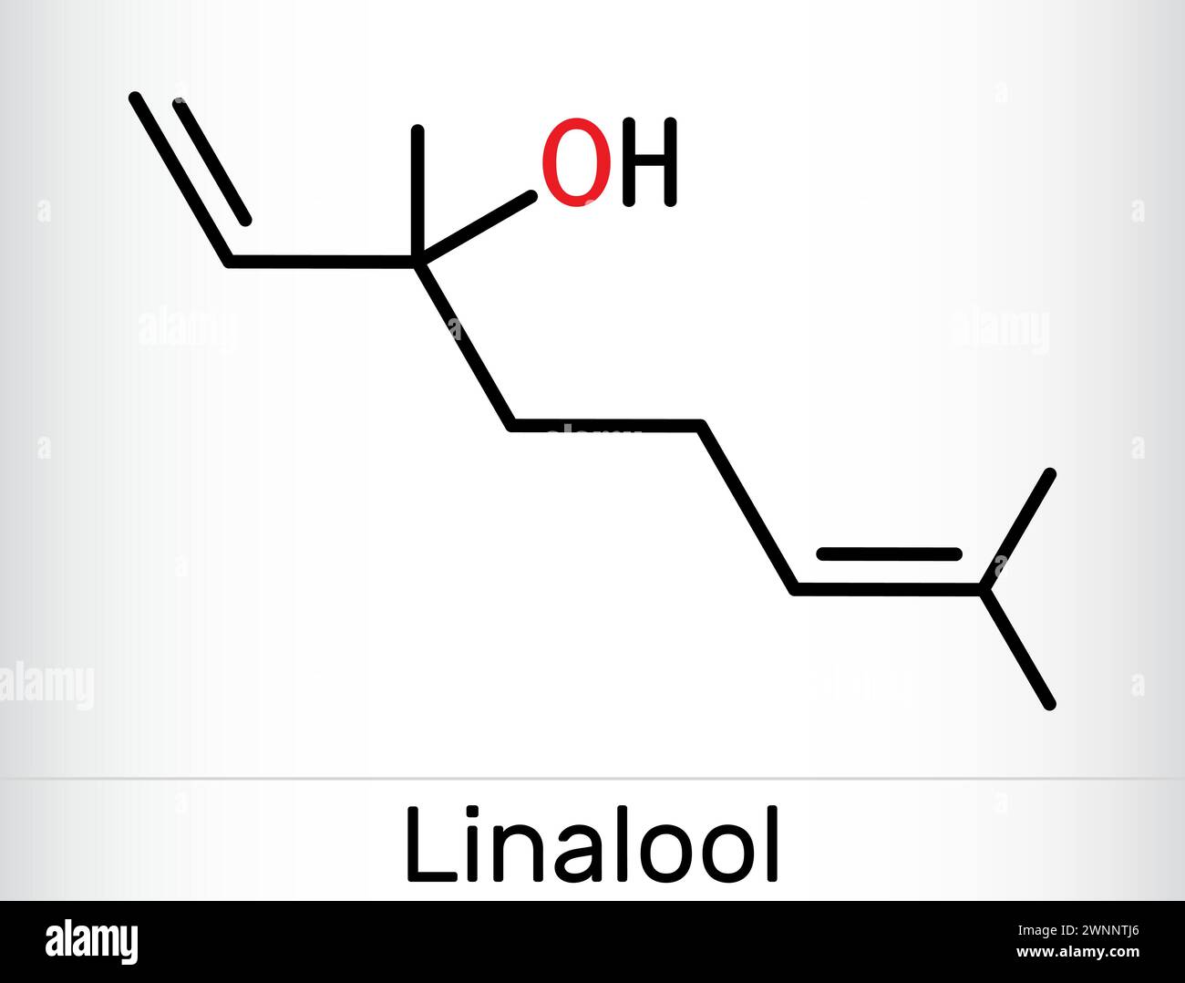 Linalool molecule. It is terpene alcohol. Skeletal chemical formula ...