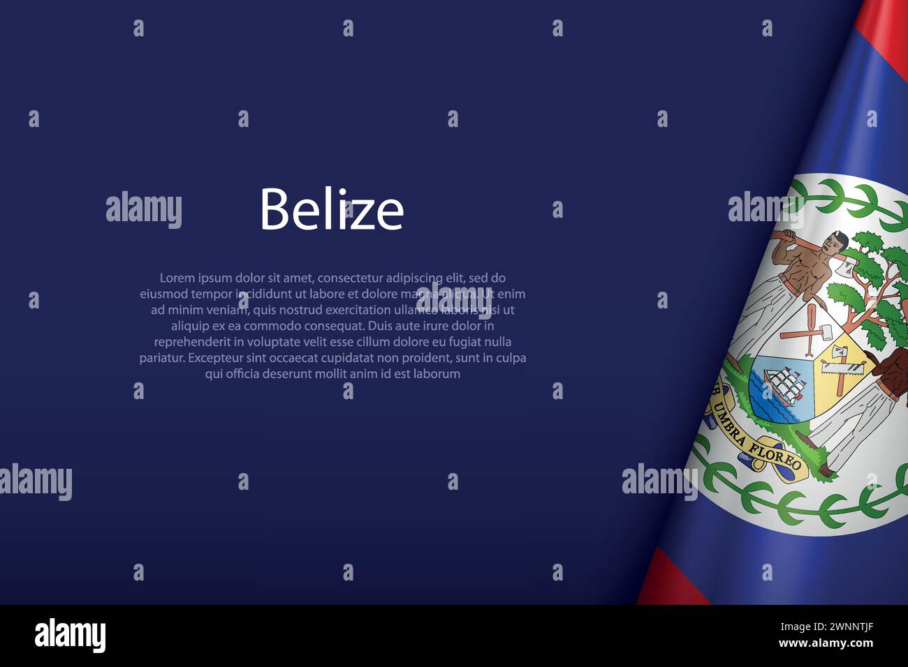 Belize national flag isolated on dark background with copyspace Stock ...