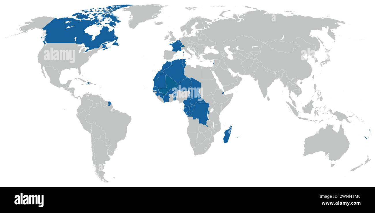 French Language Map Premium Vector | French Language Map Of The World