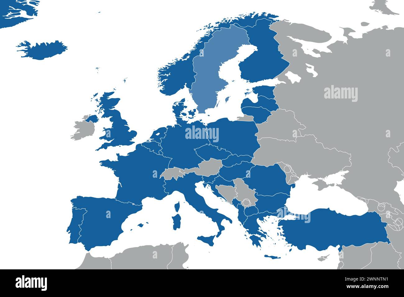 North Atlantic organization member states on political map of the ...