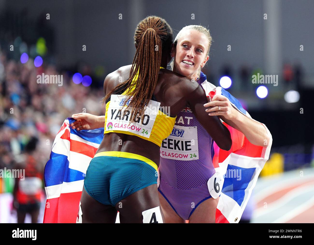 Benin's Noelle Yarigo and Great Britain's Jemma Reekie celebrate bronze ...