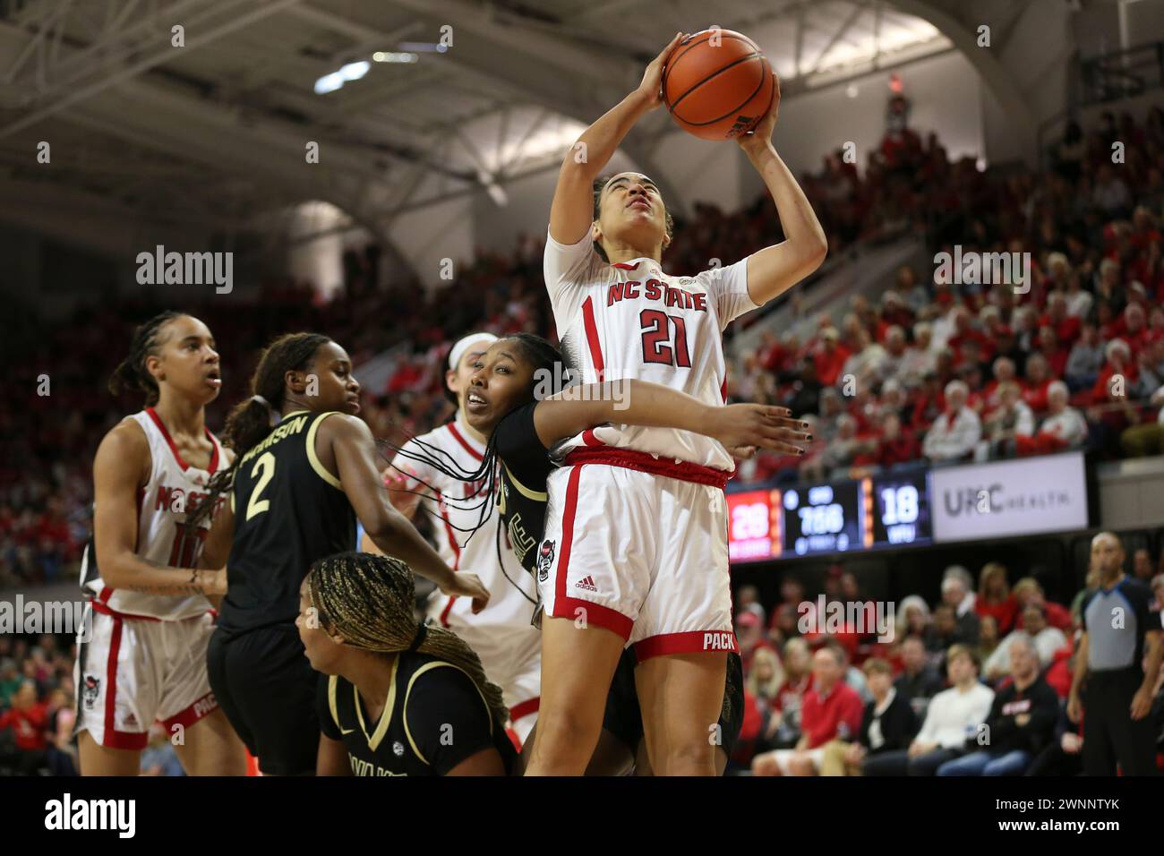 RALEIGH, NC - MARCH 03: NC State Wolfpack guard Madison Hayes (21) goes ...