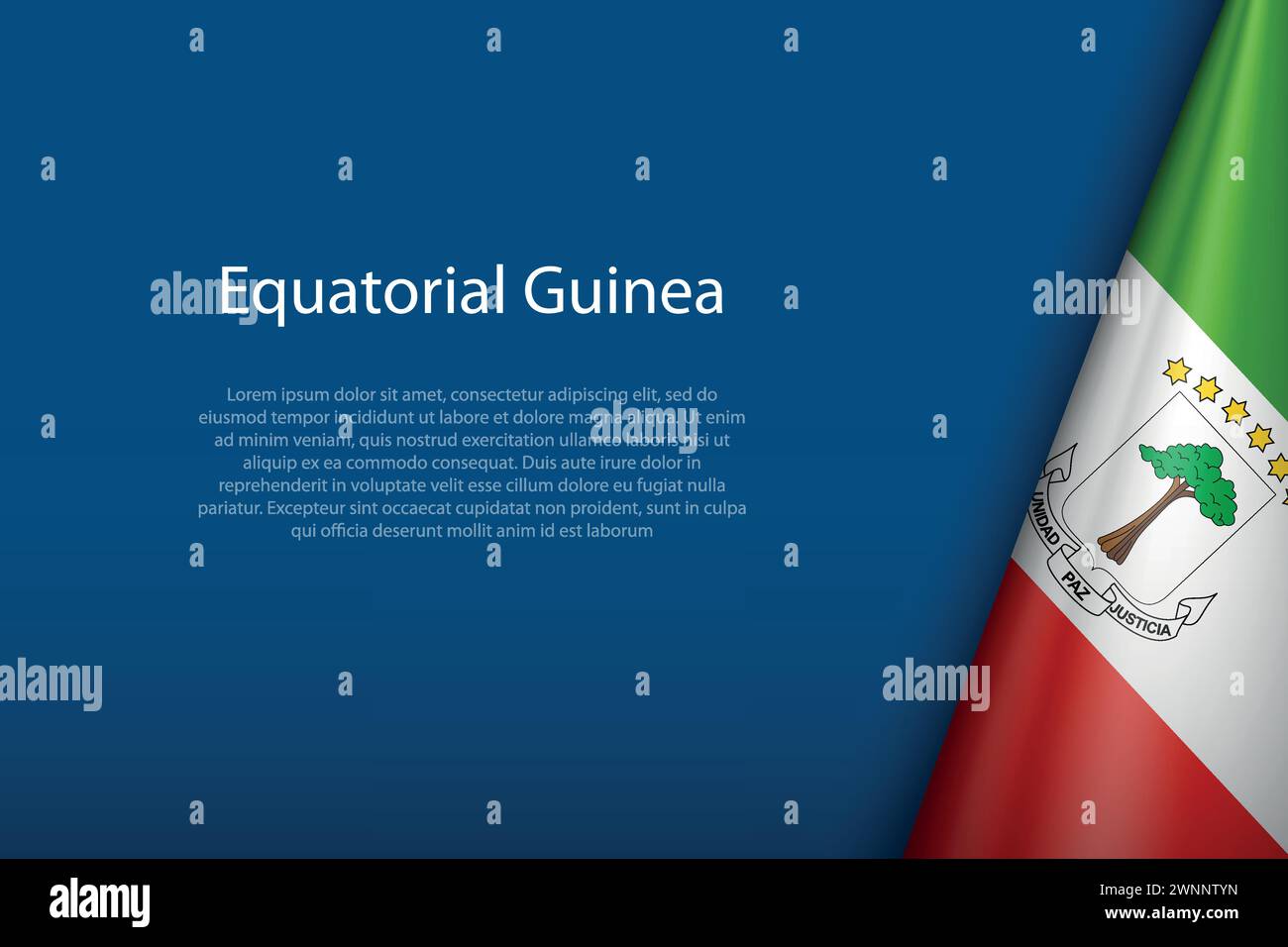 Equatorial Guinea national flag isolated on dark background with ...