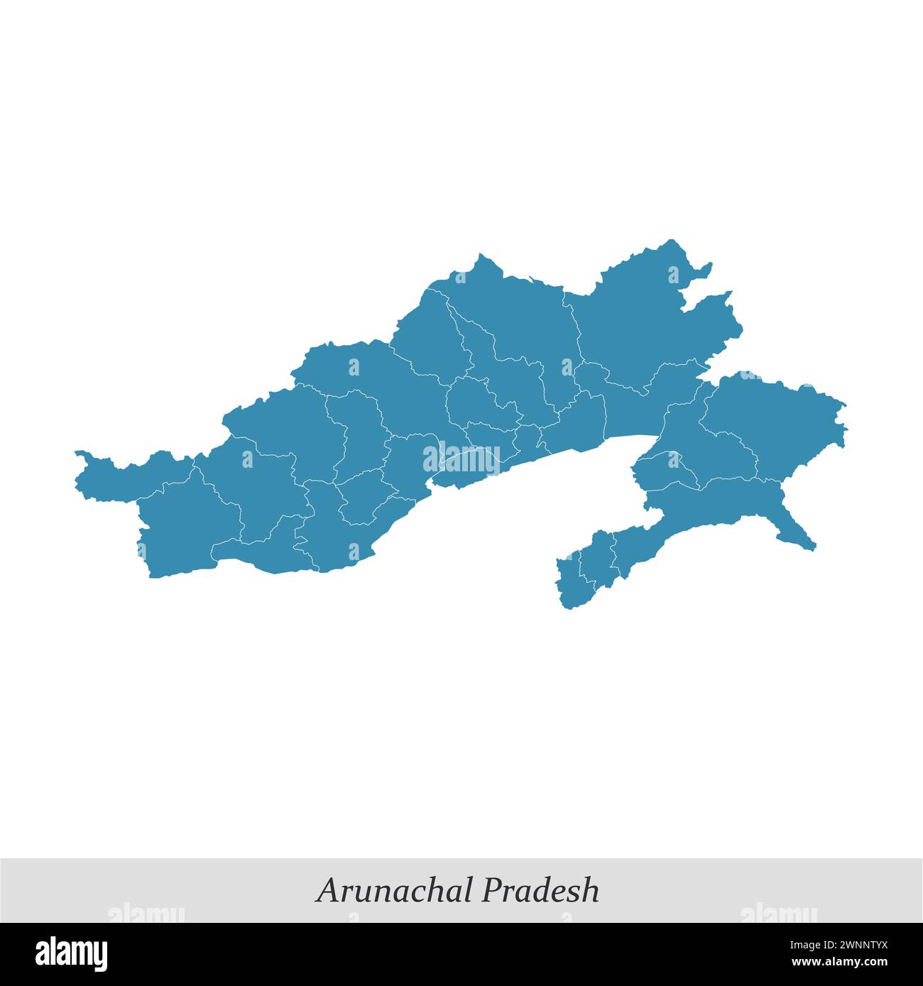 map of Arunachal Pradesh is a state of India with borders districts ...