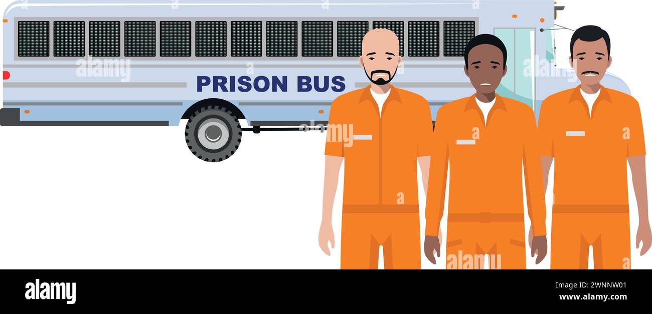 Group of Standing Prisoner Person in Traditional in Prison Clothes ...