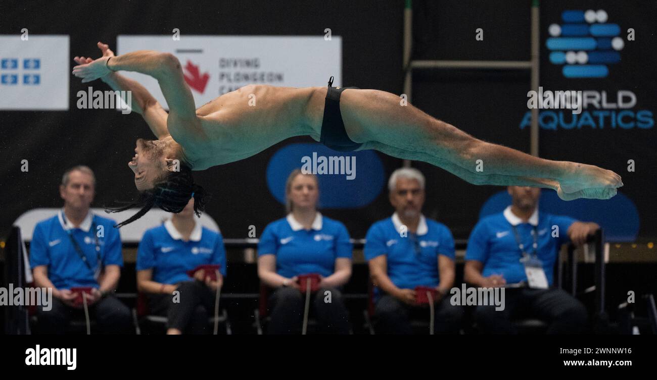 Montreal, Canada. 03rd Mar, 2024. Cedric Fofana of Canada competes ...