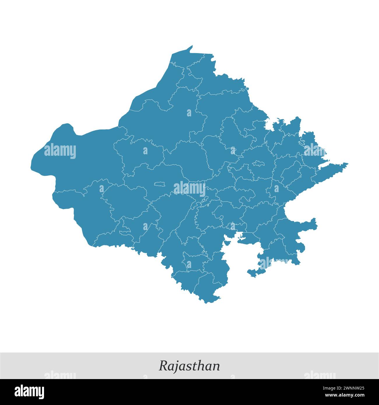 map of Rajasthan is a state of India with borders districts Stock ...