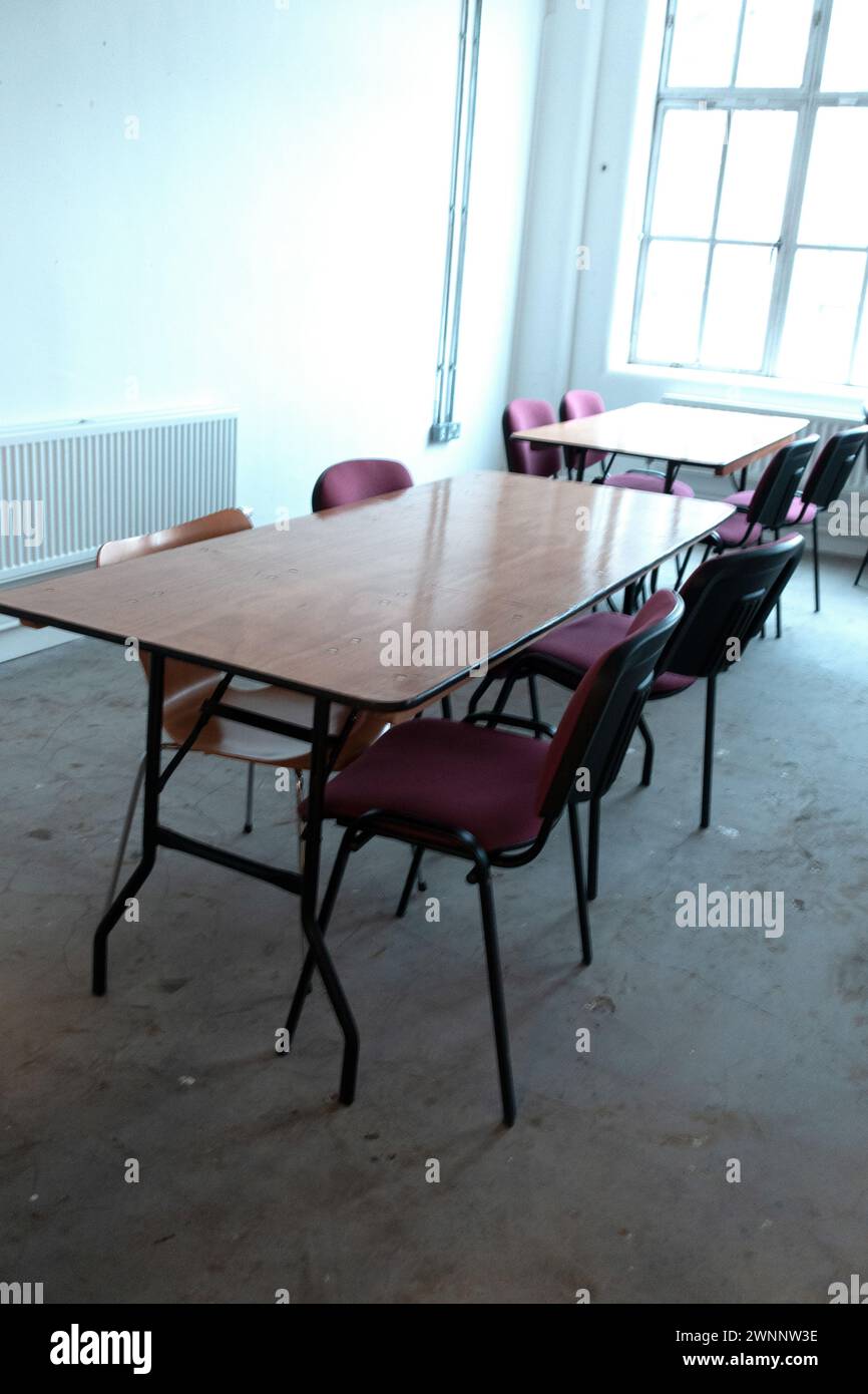 Empty Desolote Classroom With Empty Desk and Seats Stock Photo - Alamy