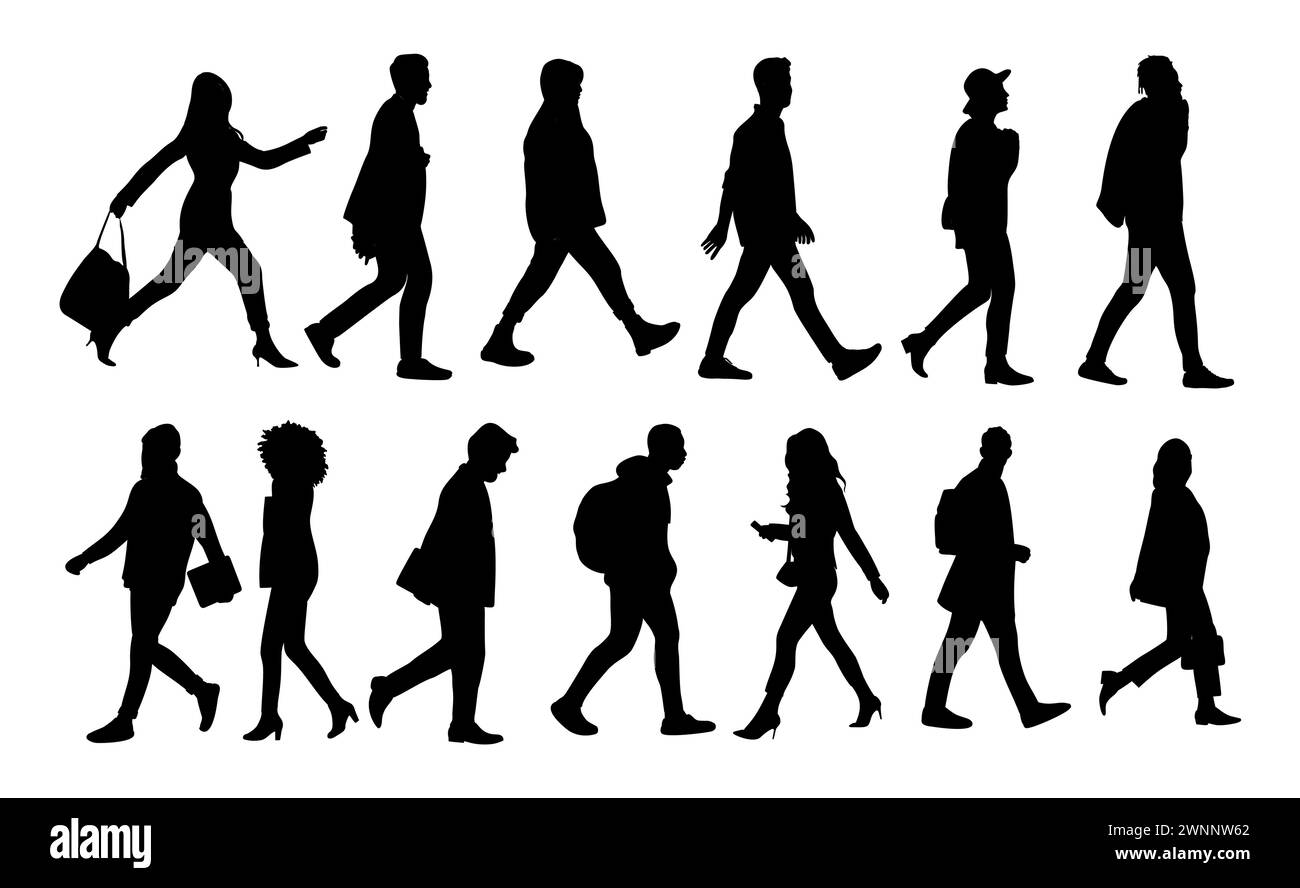 Silhouettes of Various people walking side view Stock Vector Image ...