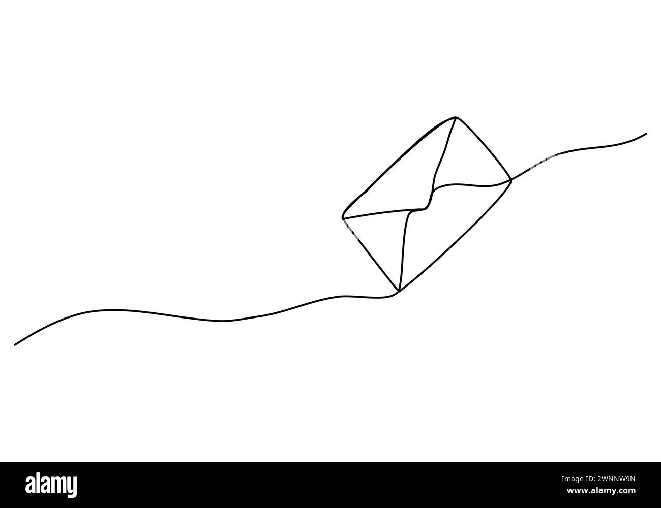 Message letter, one line drawing vector illustration Stock Vector Image ...