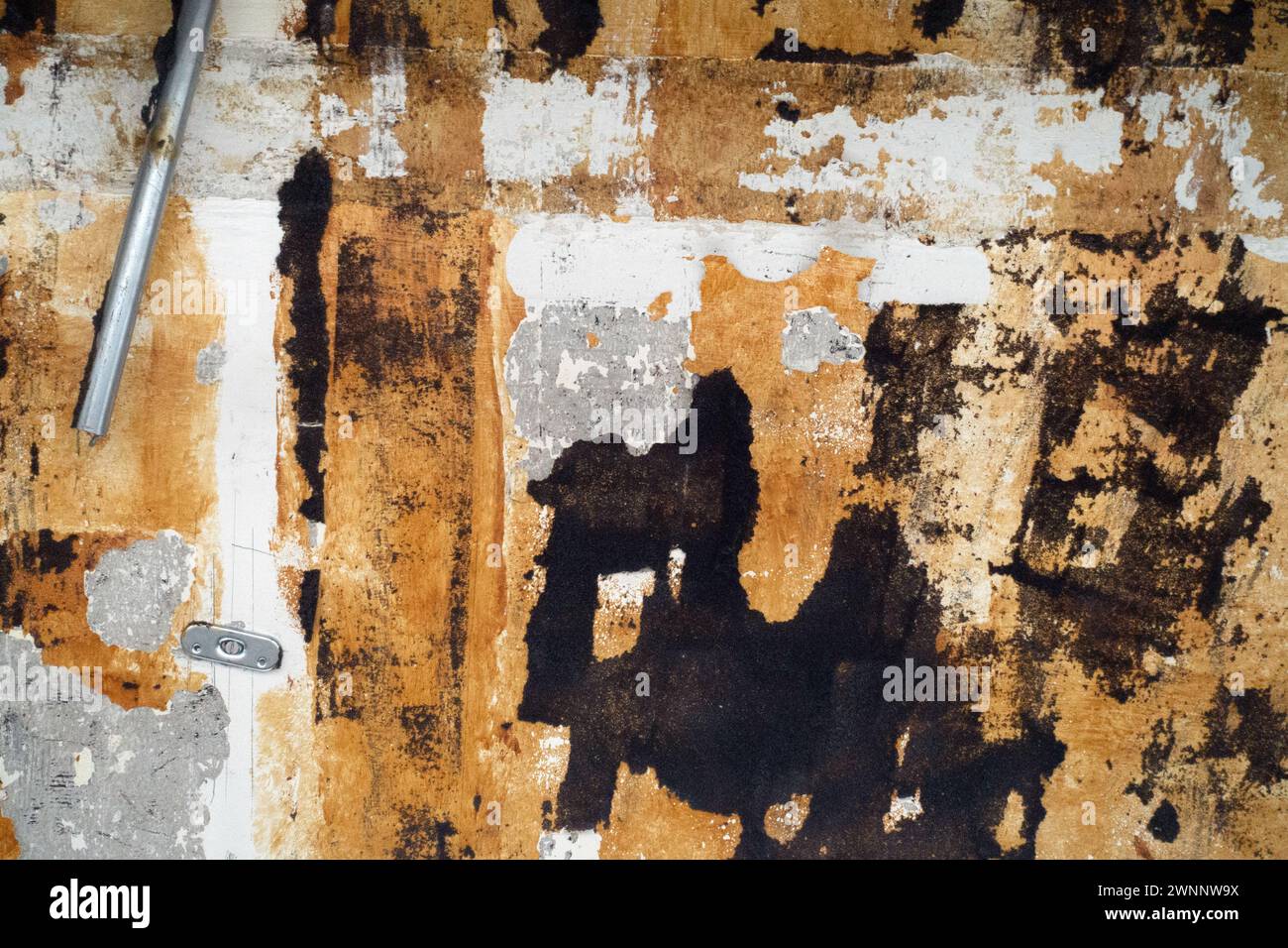 An Industrial Wall with Decaying Paint Work and Peeling Rust Stock ...