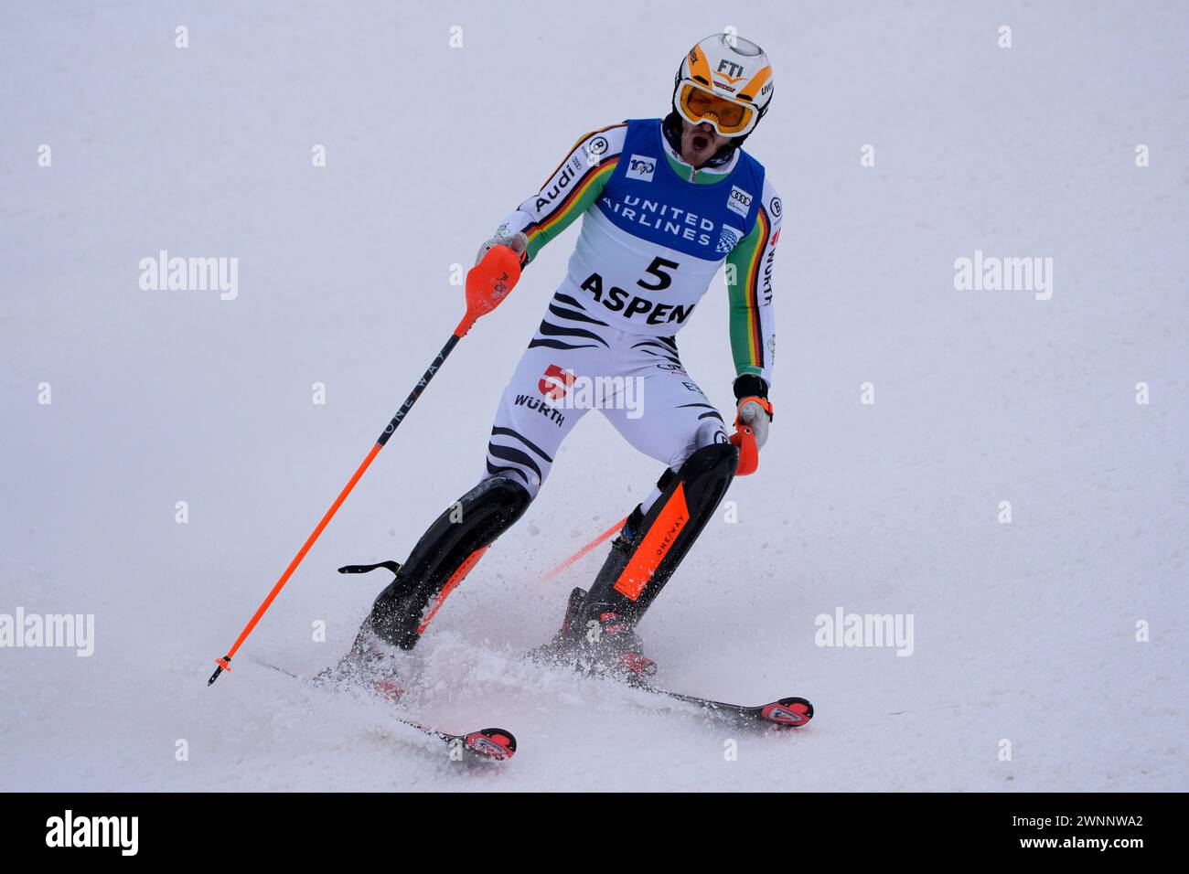 Germany's Linus Strasser reacts after finishing his run during a men's ...