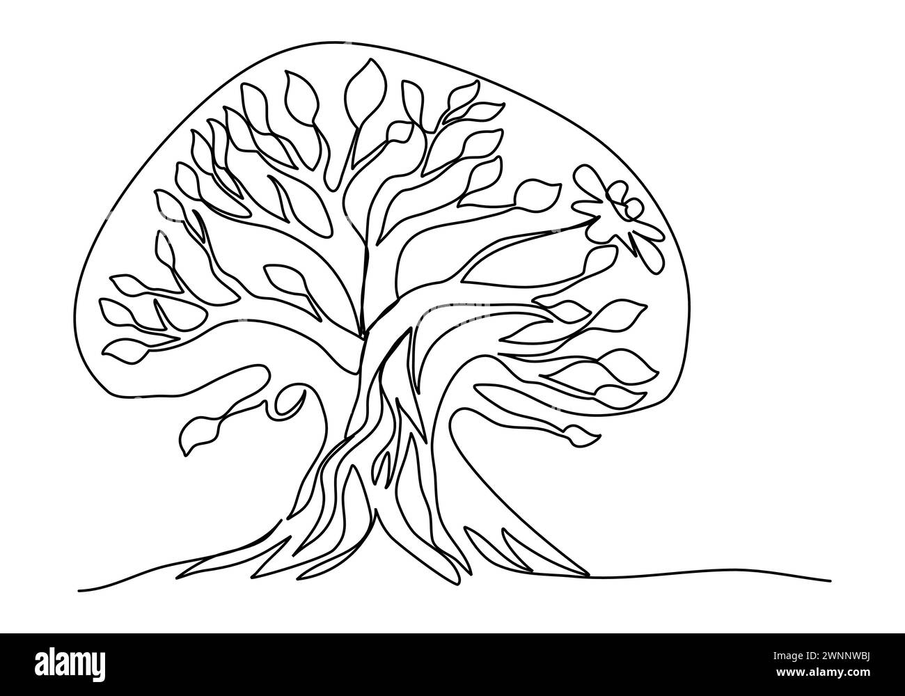 Tree, one line drawing vector illustration Stock Vector Image & Art - Alamy