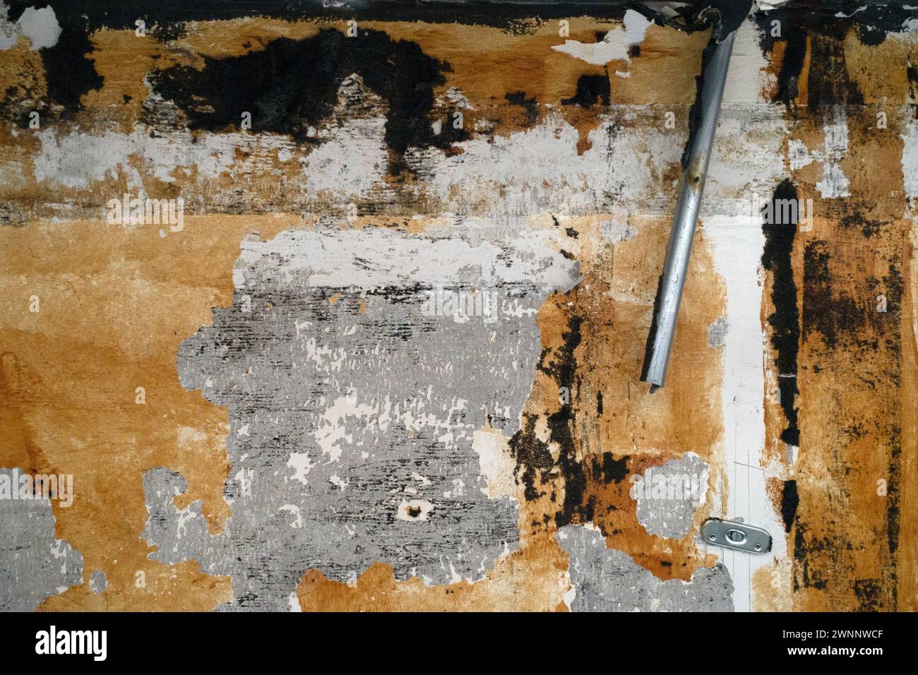 An Industrial Wall with Decaying Paint Work and Peeling Rust Stock ...