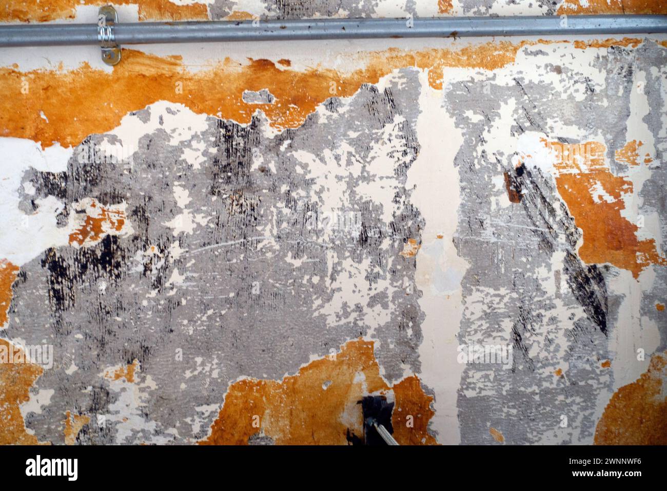 An Industrial Wall with Decaying Paint Work and Peeling Rust Stock ...