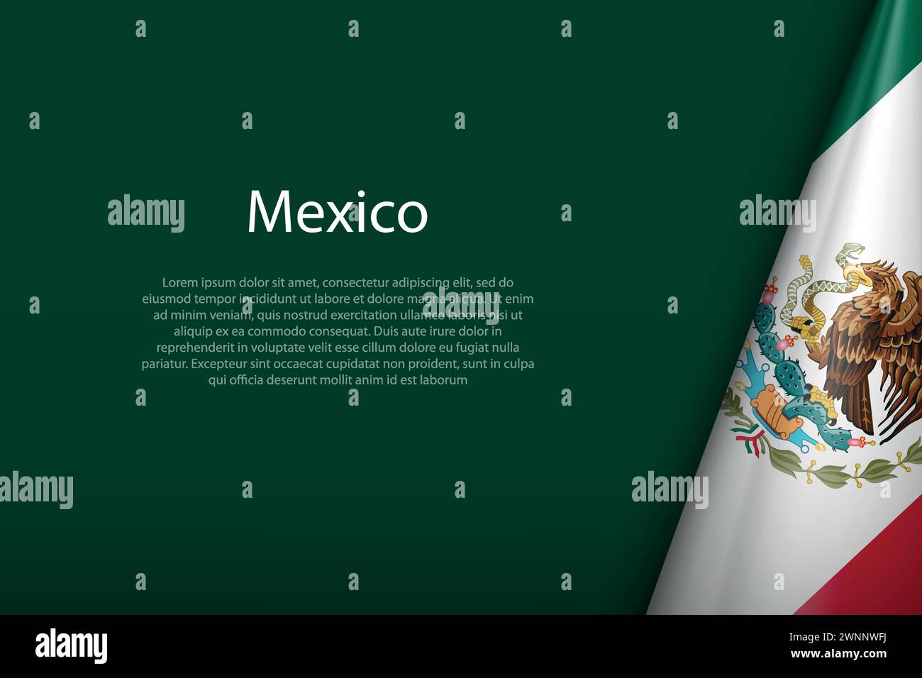 Mexico national flag isolated on dark background with copyspace Stock ...