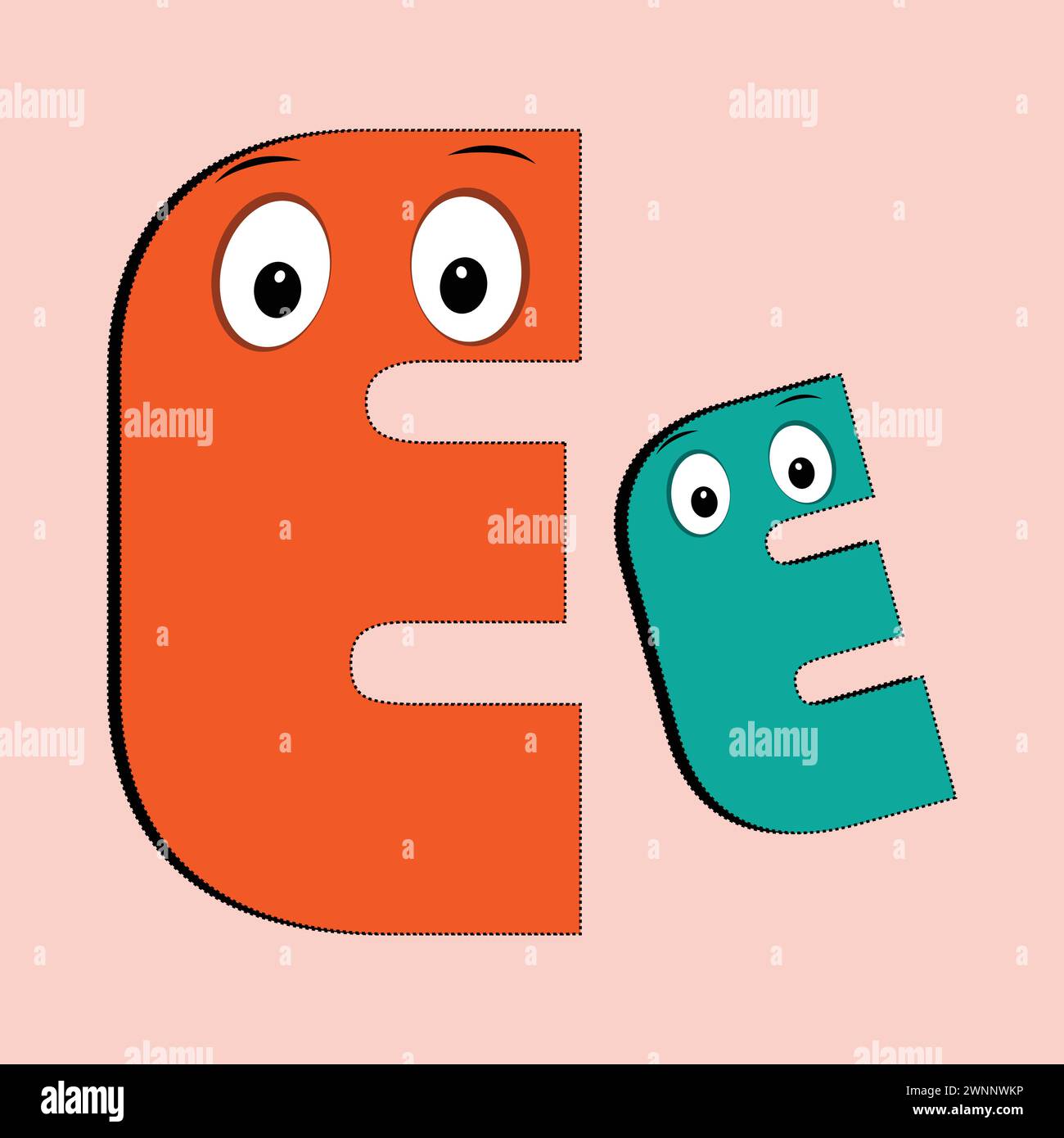 Alphabet fullcolor with eyes cartoon character. Cute abc design for ...