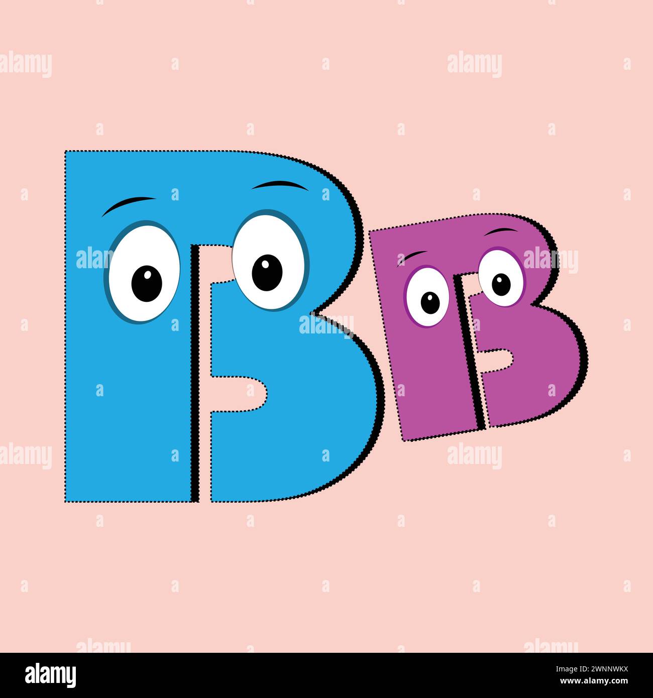 Alphabet fullcolor with eyes cartoon character. Cute abc design for ...