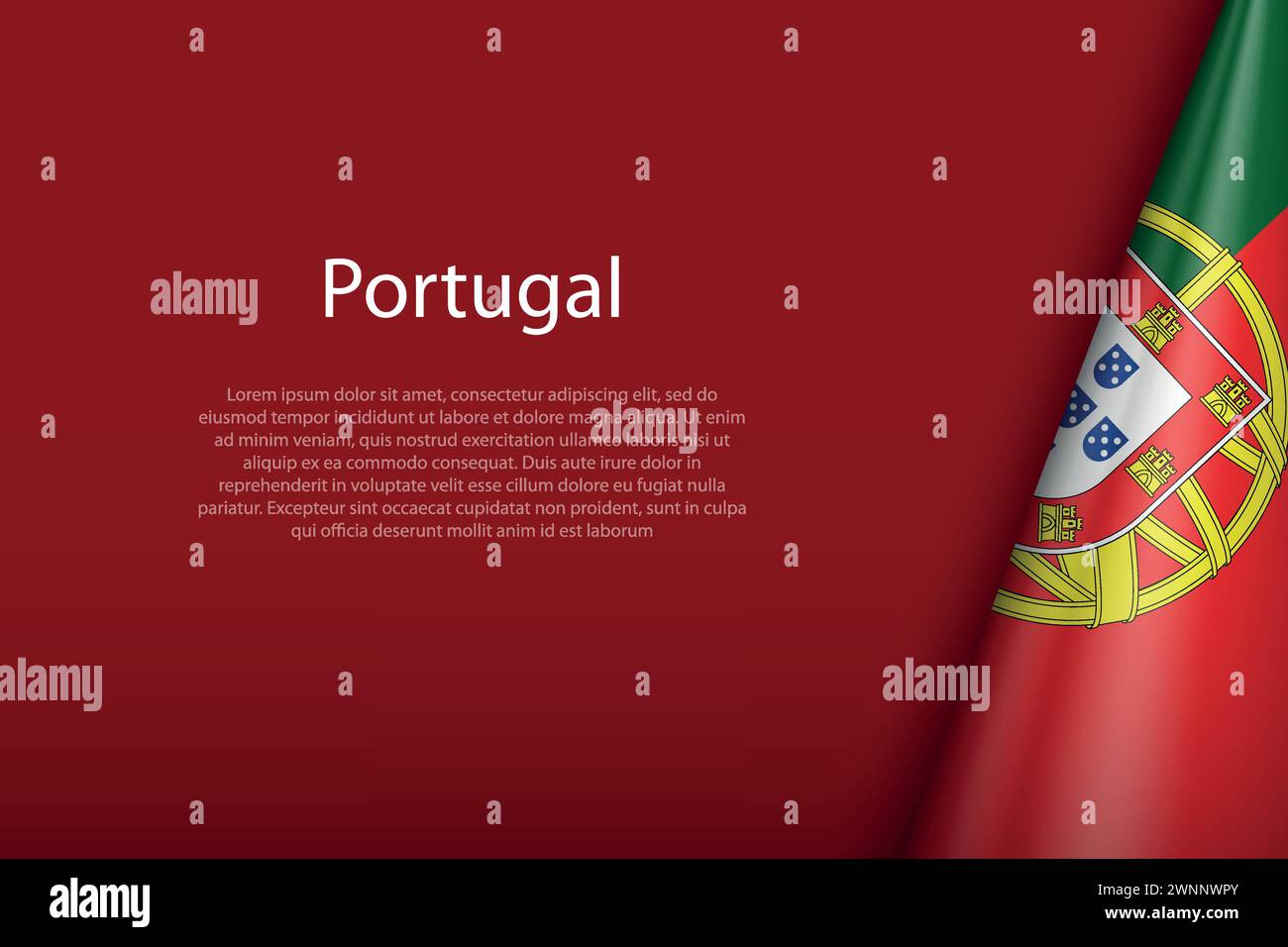 Portugal national flag isolated on dark background with copyspace Stock ...