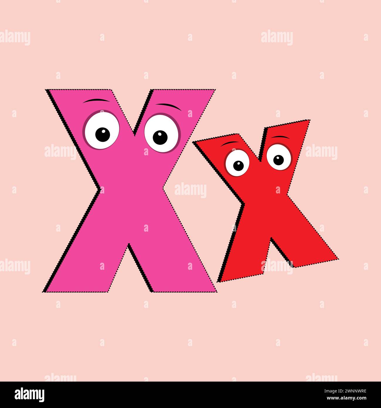 Alphabet fullcolor with eyes cartoon character. Cute abc design for ...