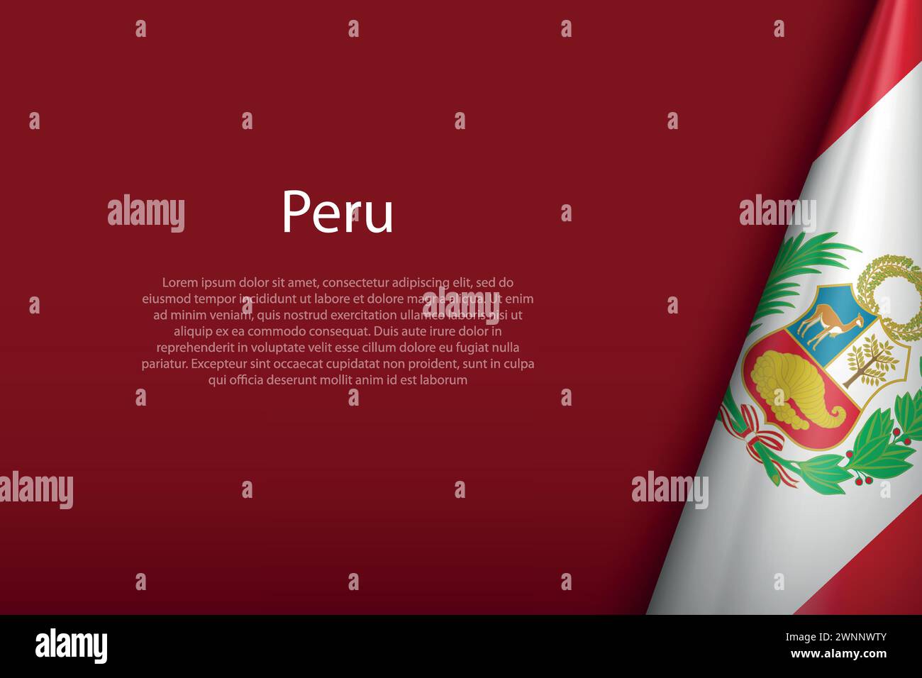 Peru national flag isolated on dark background with copyspace Stock ...